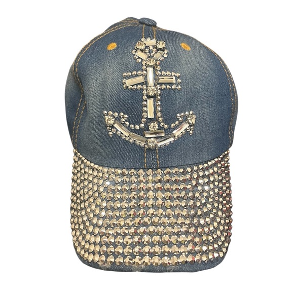 Other | Nwt Denim Cap With Rhinestone Anchor Design | Poshmark